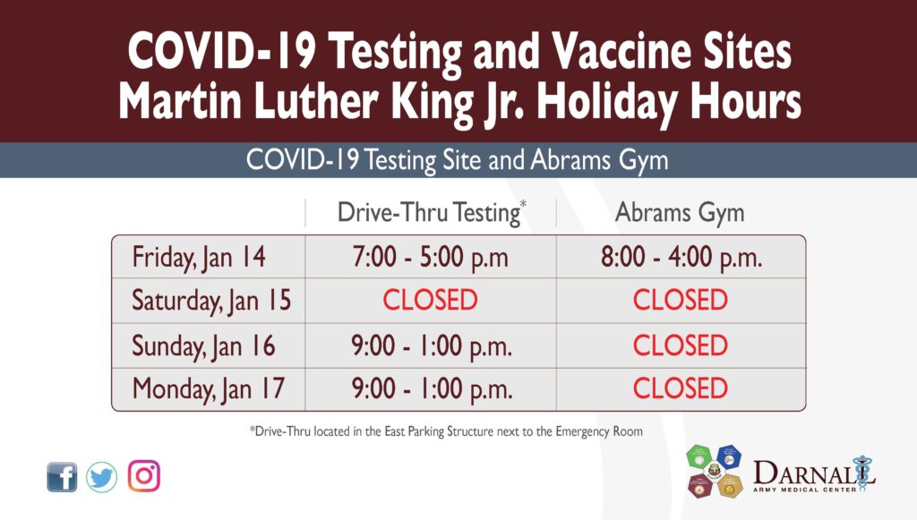 CRDAMC Announces Martin Luther King Jr Day Operating Hours CRDAMC Announces Martin Luther King Jr Day Operating Hours